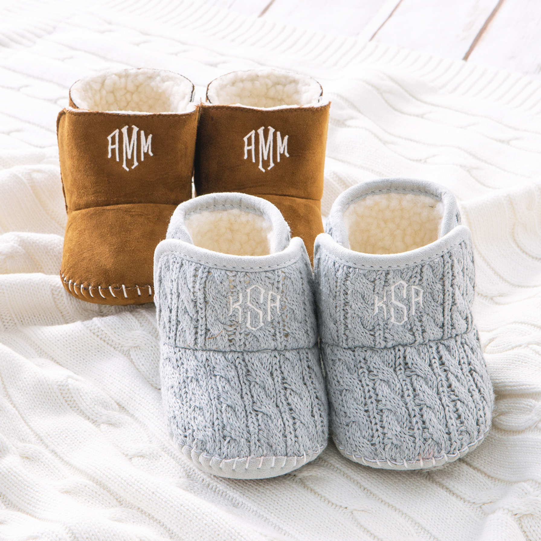 Personalized Infant Booties - Sherpa-Lined
