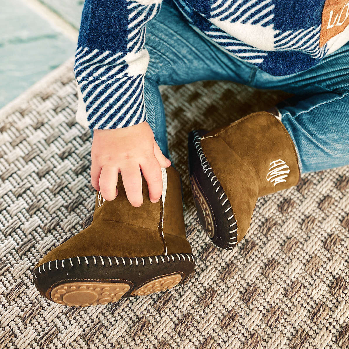 Personalized Infant Booties - Sherpa-Lined