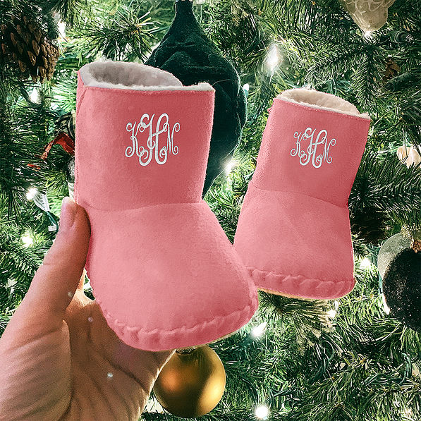 Personalized Infant Booties - Sherpa-Lined