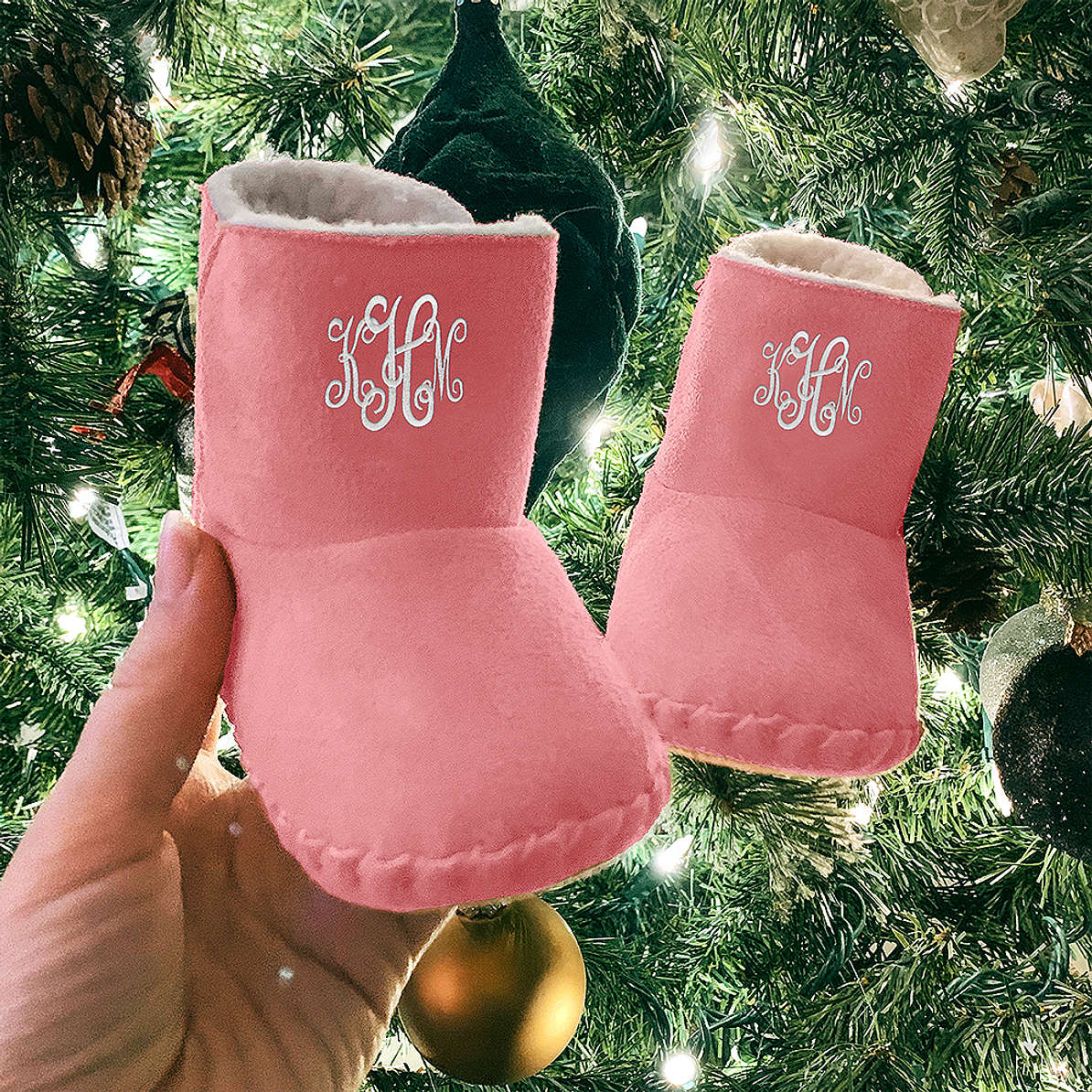 Personalized Infant Booties - Sherpa-Lined