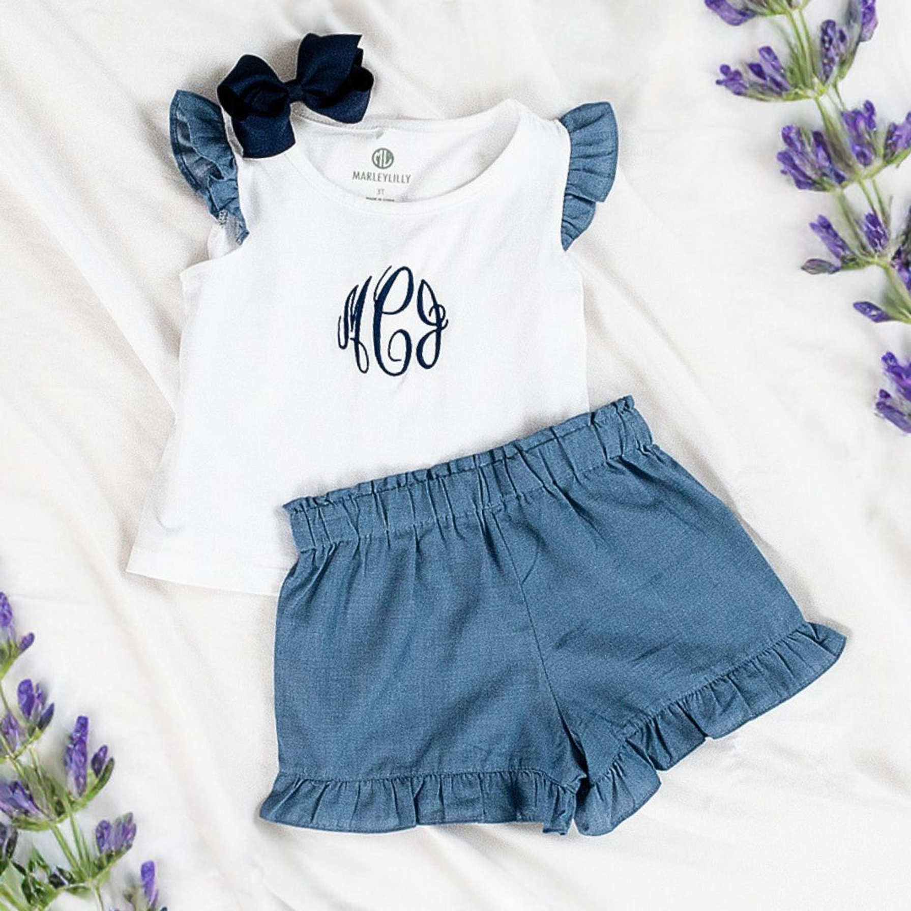 Marleylilly Kids | Personalized Ruffle Shirt & Shorts Set