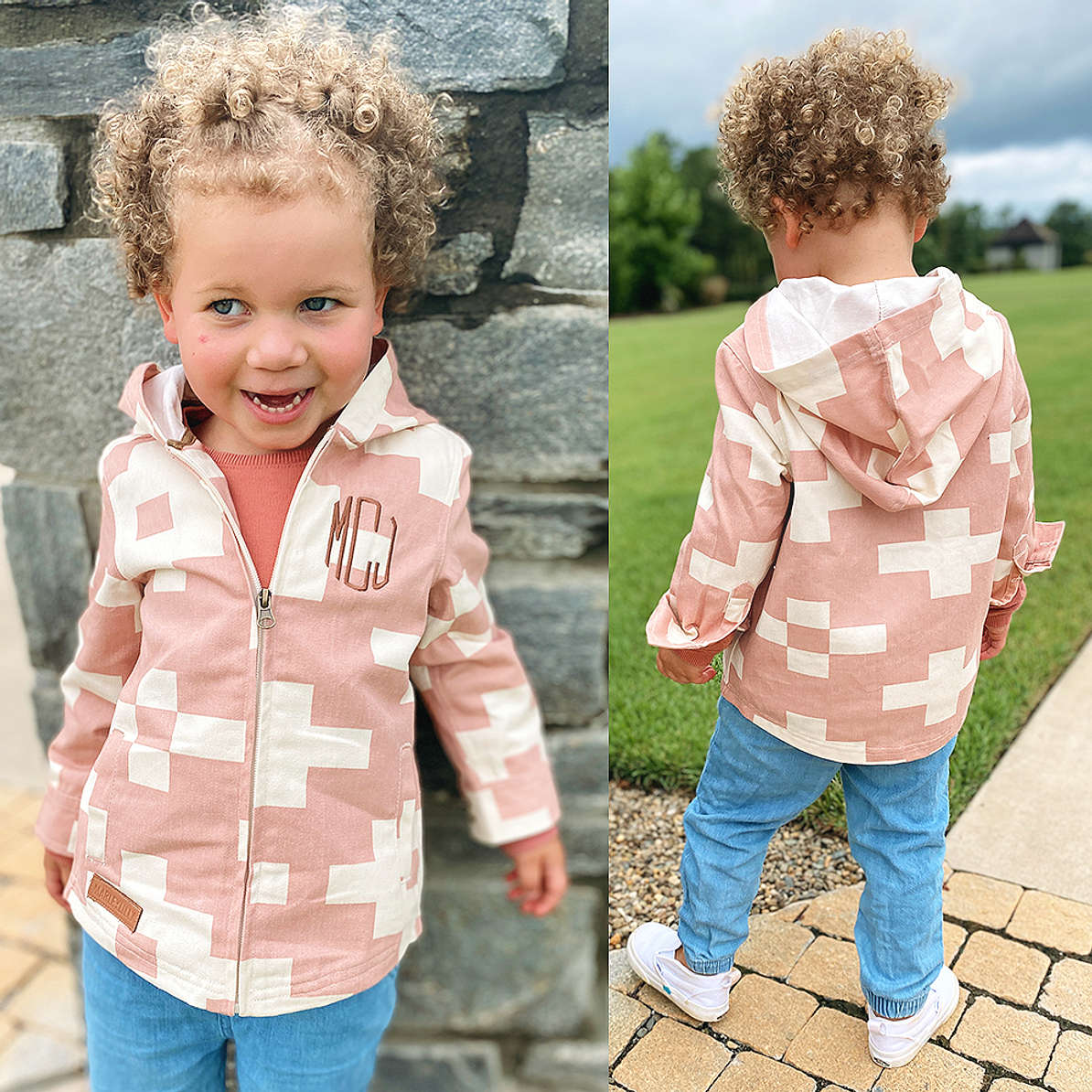 Personalized Girl's Coral Aztec Jacket
