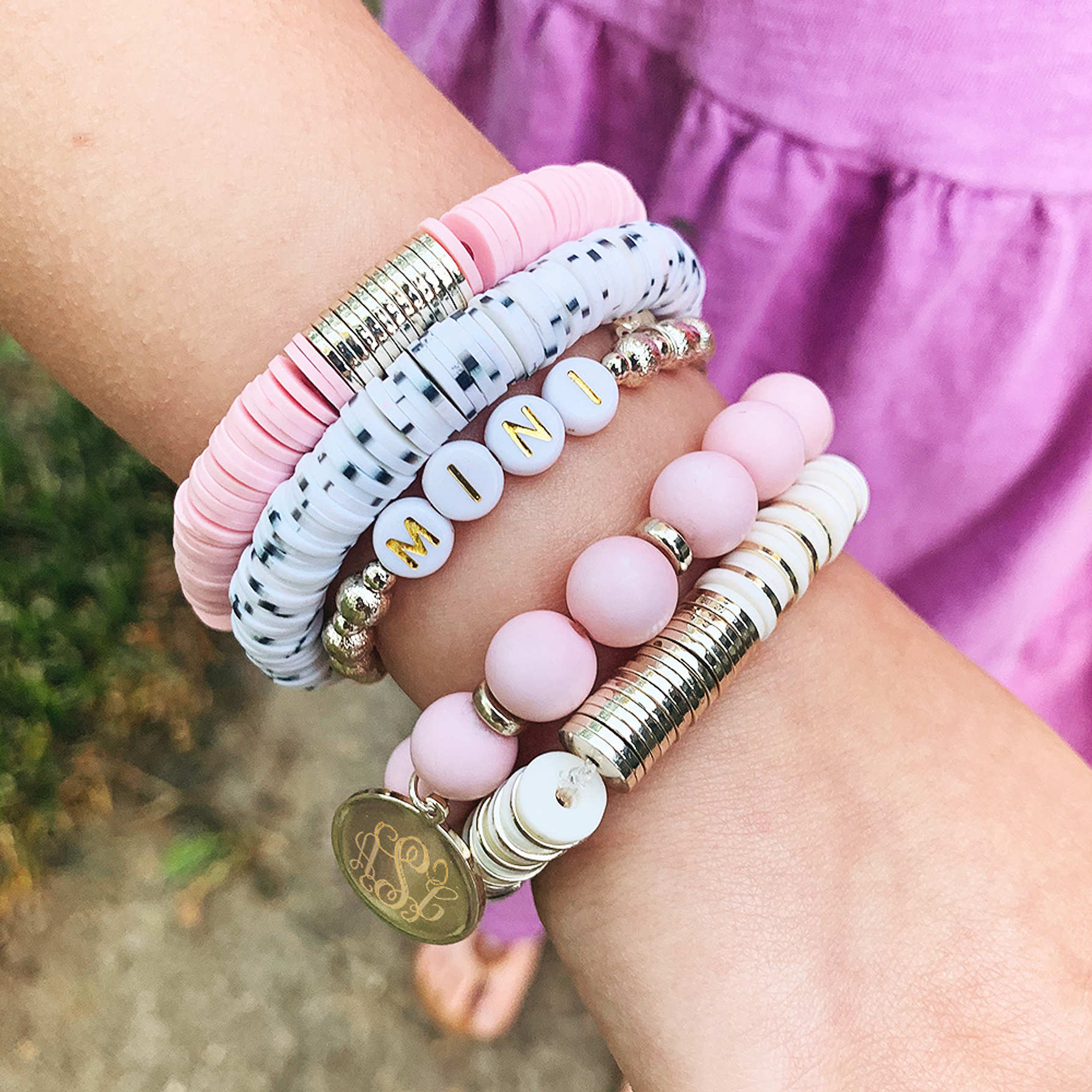 Marleylilly Kids | Personalized Pink Bracelet Stack